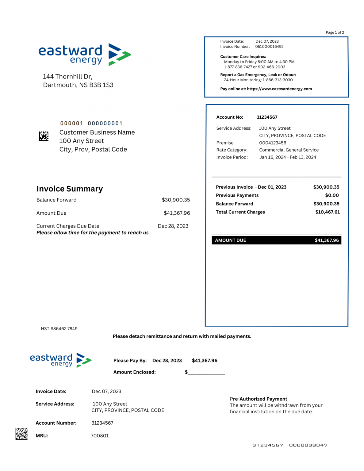 Understanding Your Invoice | Eastward Energy